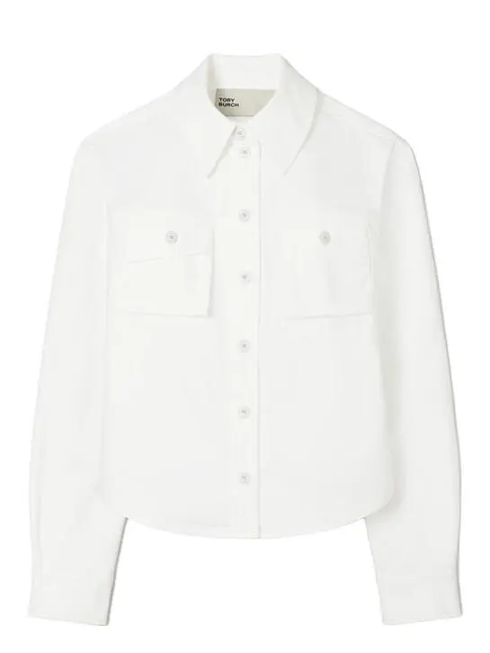 Tory Burch Cropped Cotton Jacket - White