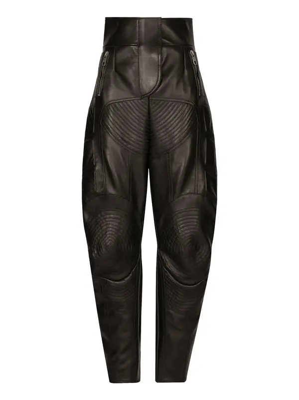 Dolce & Gabbana High-waisted Leather Biker Pants - Black