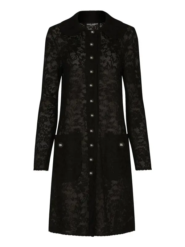Dolce & Gabbana Lace-stitch Coat - Black