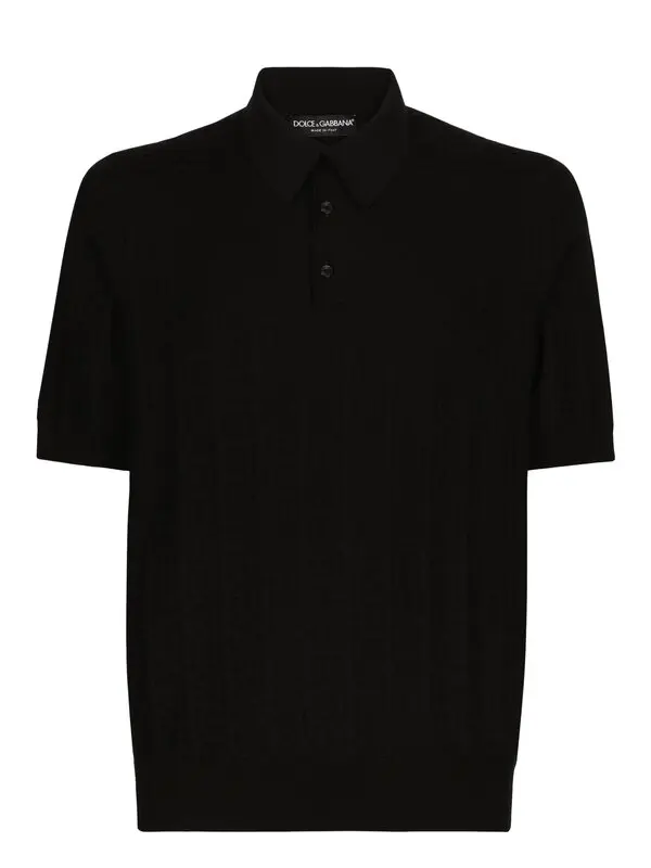 Dolce & Gabbana Silk Jacquard Polo-shirt With Dg Logo - Black