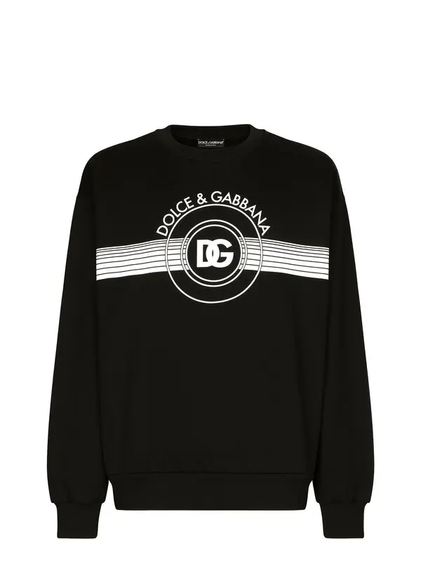 Dolce & Gabbana Dg Logo Print Jersey Sweatshirt - Black