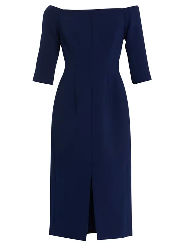 Carolina Herrera Off-shoulder Midi Dress - Midnight