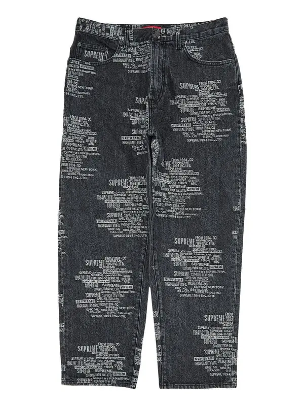 Supreme Trademark Jacquard Baggy Jean - Black