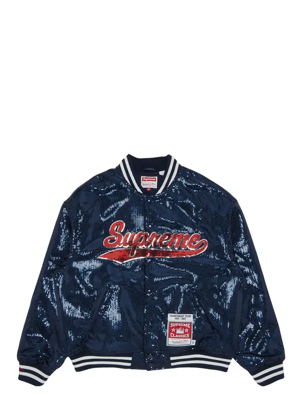 Supreme X Mitchell & Ness Sequin Varsity Jacket - Blue