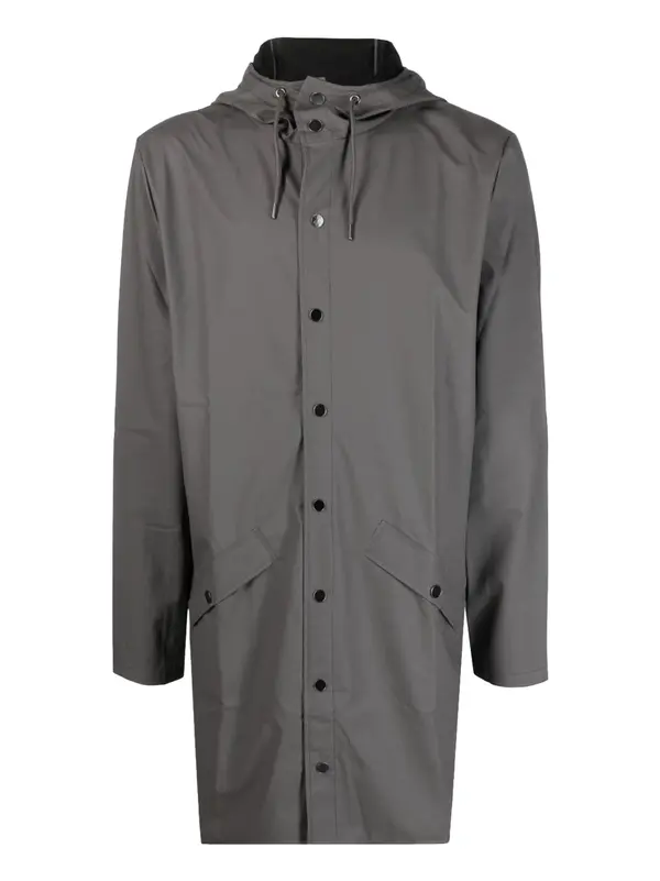 Rains Hooded Stud-fastening Raincoat - Grey