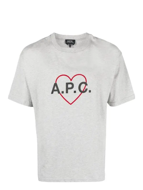 A.p.c. Heart Logo Cotton T-shirt - Grey