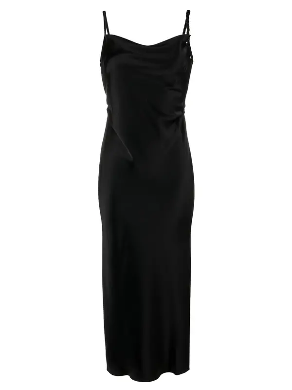 Nanushka Fiore Satin Midi Dress - Black