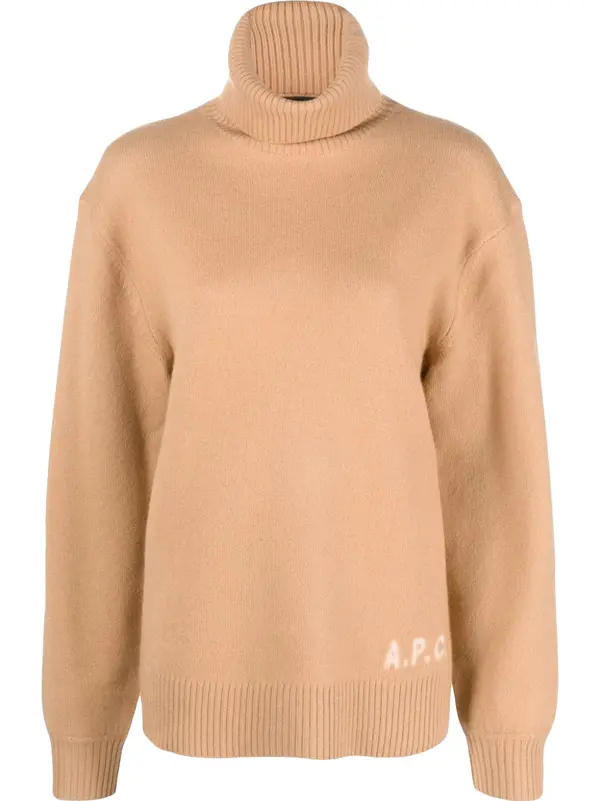 A.p.c. Edward Logo-intarsia Wool Jumper - Brown