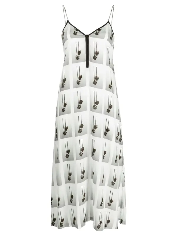 Palm Angels Palm Tree Print Midi Dress - White