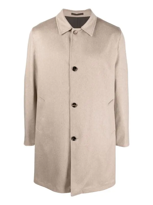 KIRED Single-breasted Cashmere Coat - Neutrals
