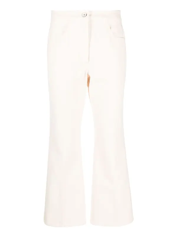 JIL SANDER Pressed-crease Flared Trousers - Neutrals