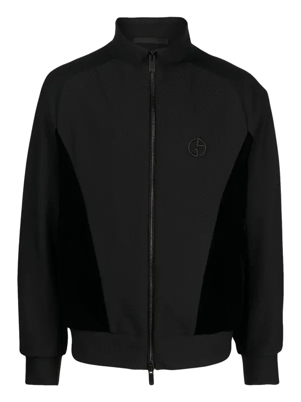 Giorgio Armani Logo-embroidered Zip-up Jacket - Black