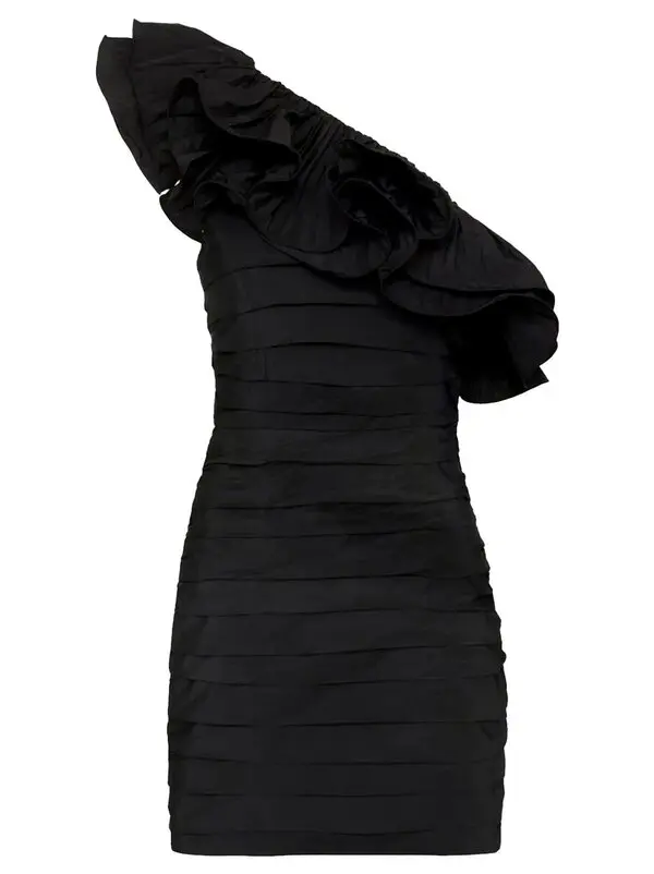 Rebecca Vallance Chloe One-shoulder Mini Dress - Black