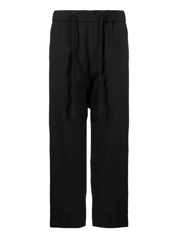 ZIGGY CHEN Drop-crotch Cropped Trousers - Black