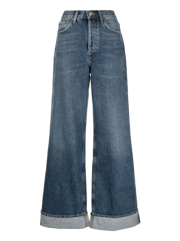 AGOLDE Dame Wide-leg Organic-cotton Jeans - Blue