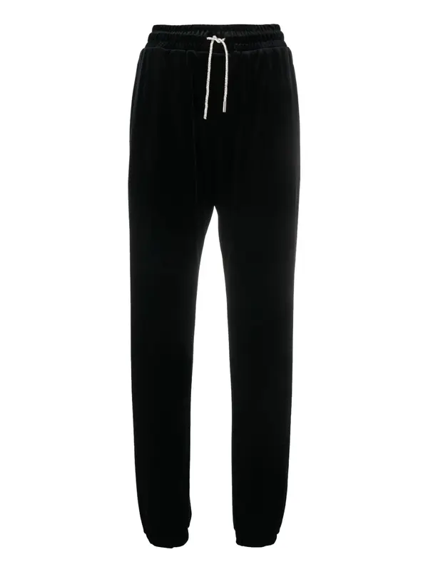 Alexandre Vauthier Velvet Track Pants With Rhinestone Detailing - Black