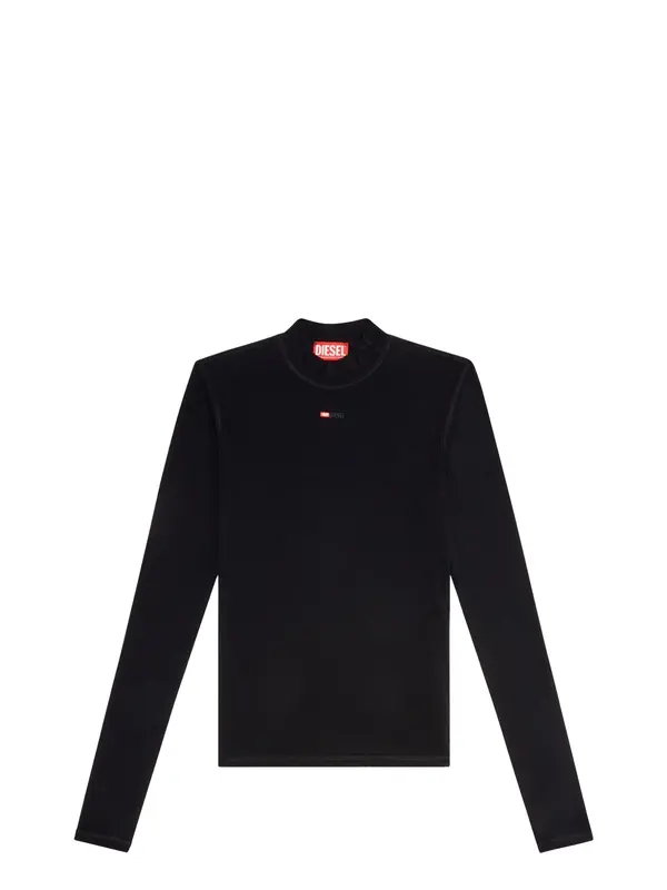 DIESEL® T-mokky-ls-microdiv Mock-neck Top - Black