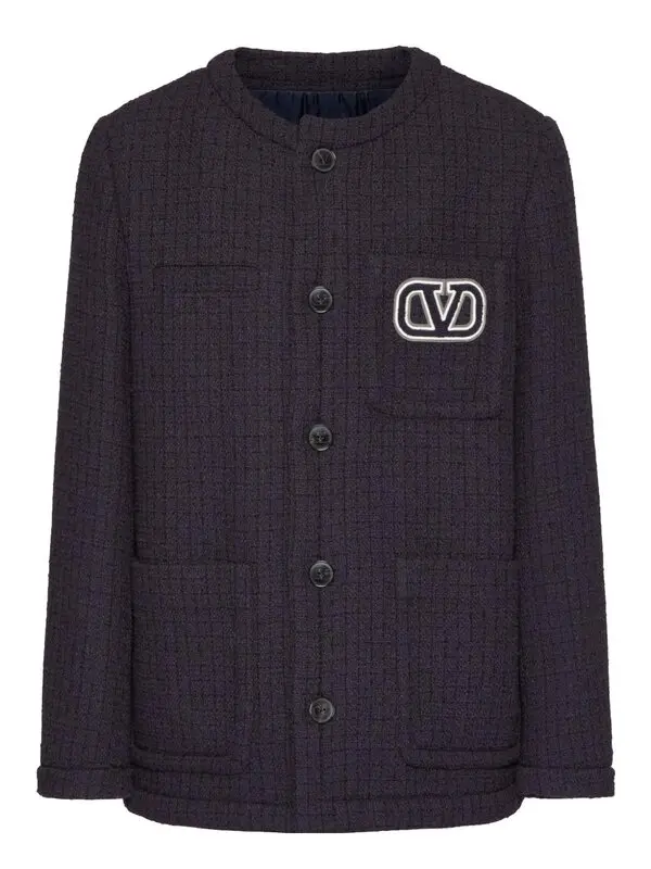 Valentino Garavani Vlogo Signature Tweed Jacket - Blue