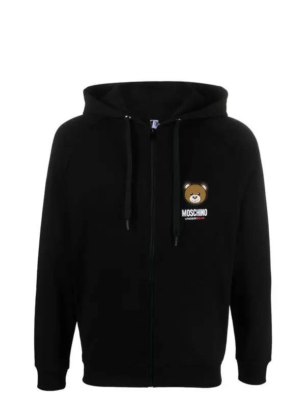 Moschino Leo Teddy-print Hoodie - Black