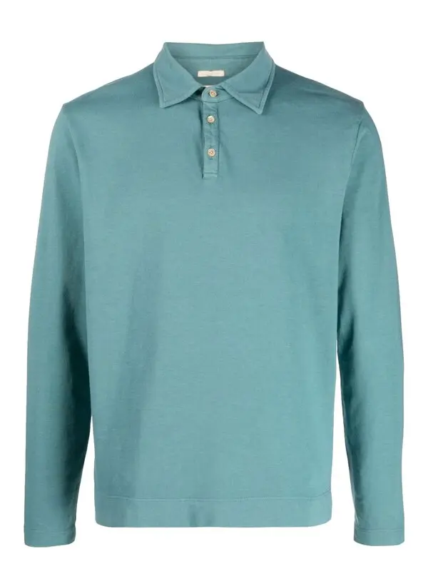 Massimo Alba Long-sleeved Cotton Polo Shirt - Blue