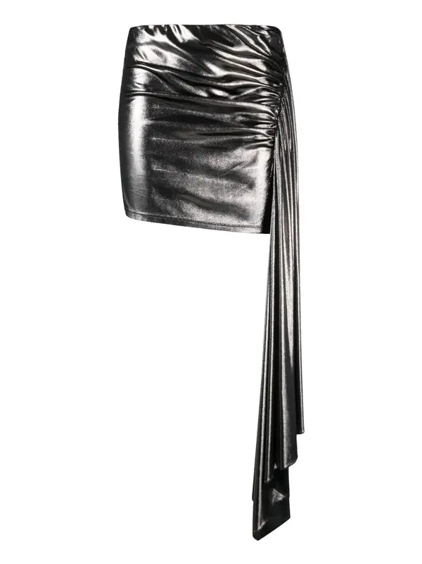Blumarine Draped Lamé-effect Miniskirt - Silver