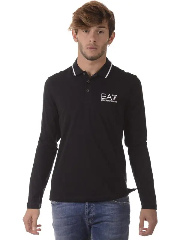 Emporio Armani Long Sleeve Polo - Black