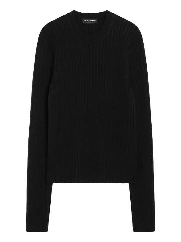 Dolce & Gabbana Ribbed Crewneck Sweater - Black
