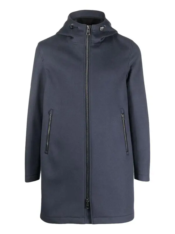 Herno Zip-up Hooded Coat - Blue