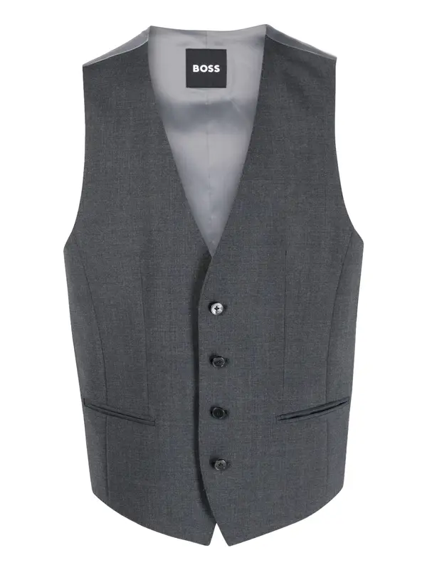 Hugo Boss Single-breasted Buttoned Waistcoat - Grey