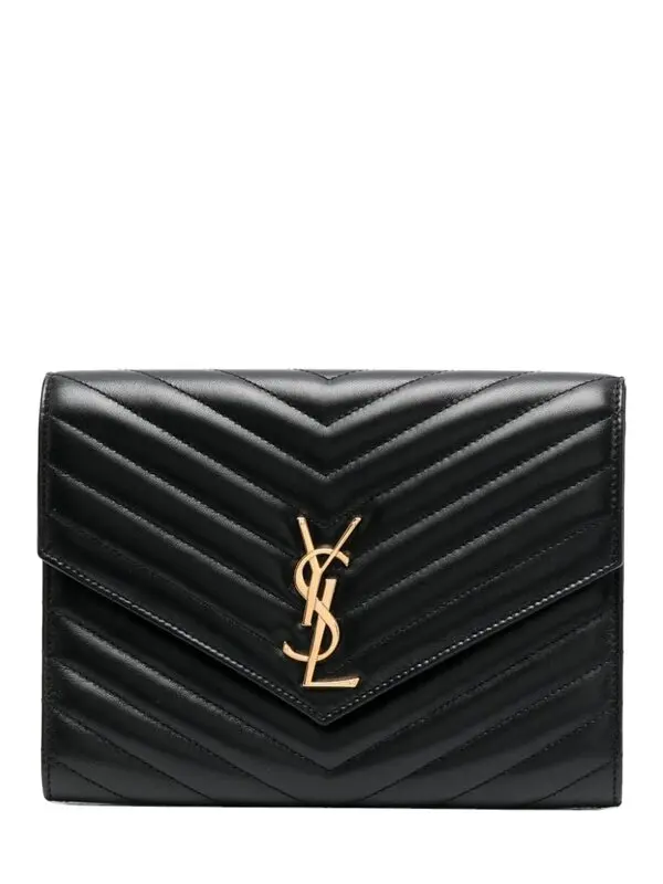 Saint Laurent Cassandre Matelassé Leather Clutch - Black