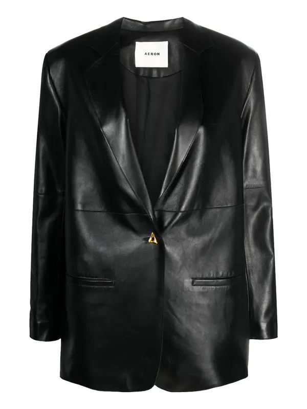 AERON Leather Blazer - Black