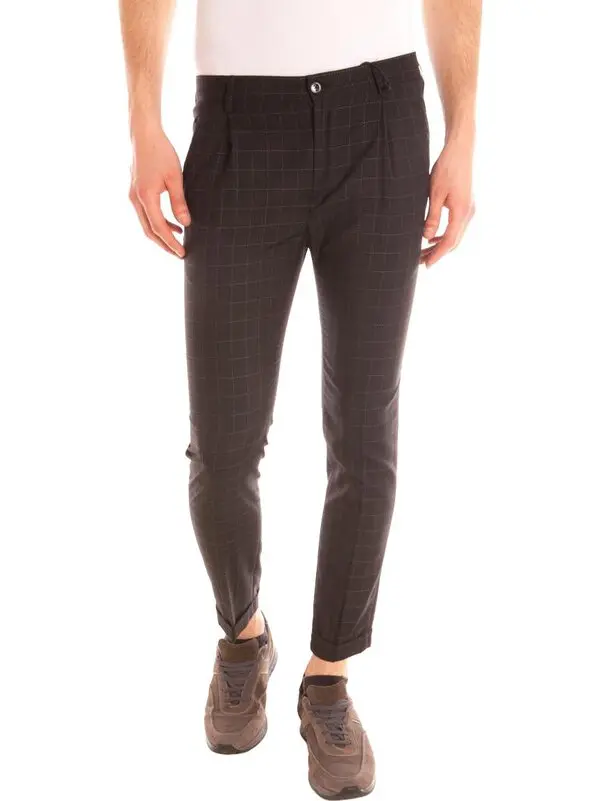 DANIELE ALESSANDRINI Pleated Checkered Trousers - Black