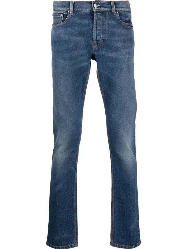 Roberto Cavalli Monogram-embroidered Skinny Jeans - Blue