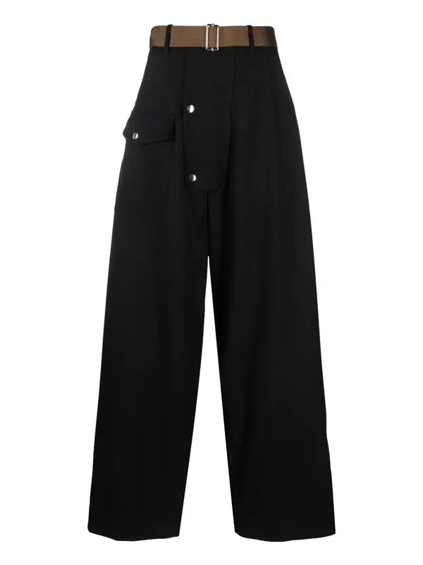 Plan C Wide-leg Cargo Trousers - Blue