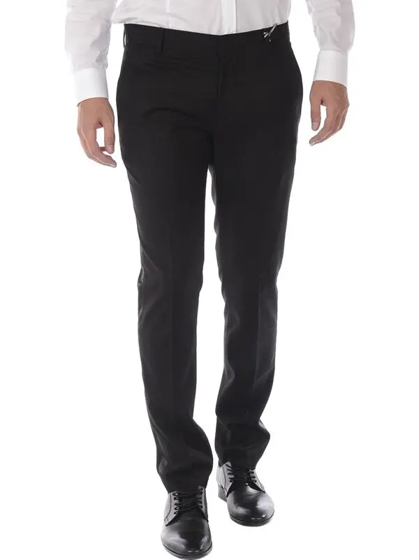 DANIELE ALESSANDRINI Slim Satin Trousers - Black