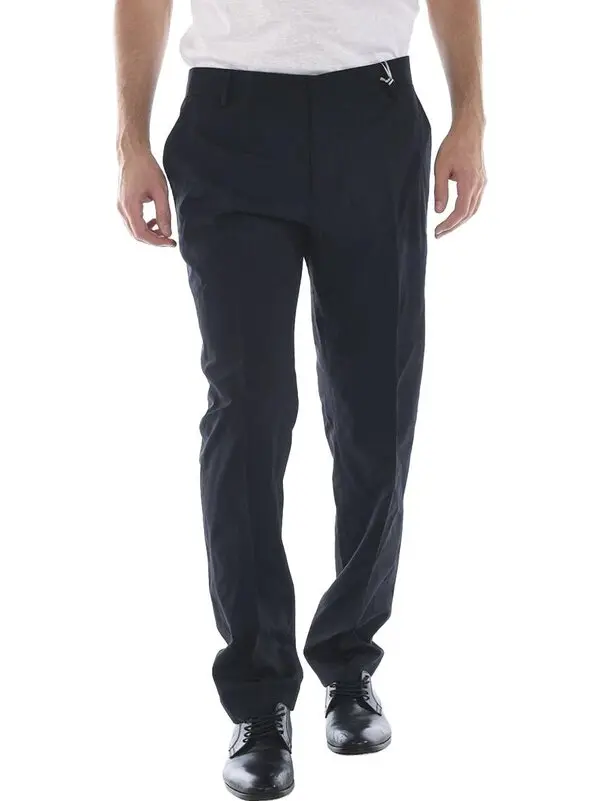 DANIELE ALESSANDRINI Slim Fit Wool Blend Trousers - Black