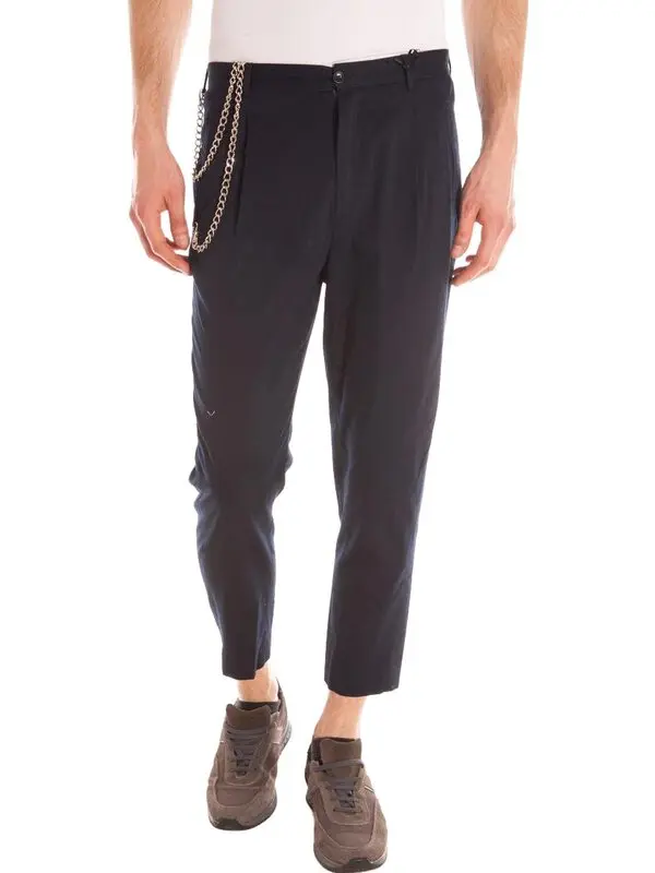 DANIELE ALESSANDRINI Box Pant Chain 95 Trousers - Blue