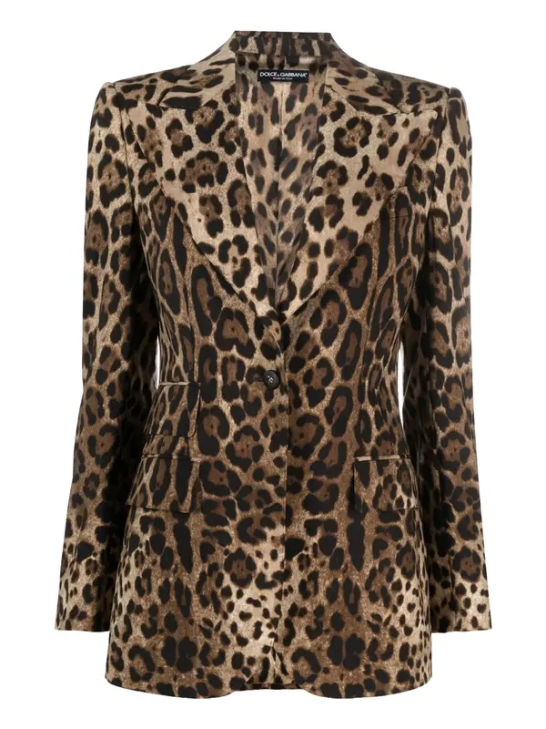 Dolce & Gabbana Leopard-print Single-breasted Blazer - Black