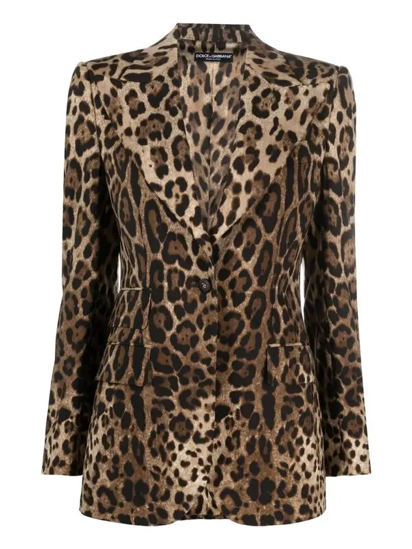 Dolce & Gabbana Leopard-print Single-breasted Blazer - Black