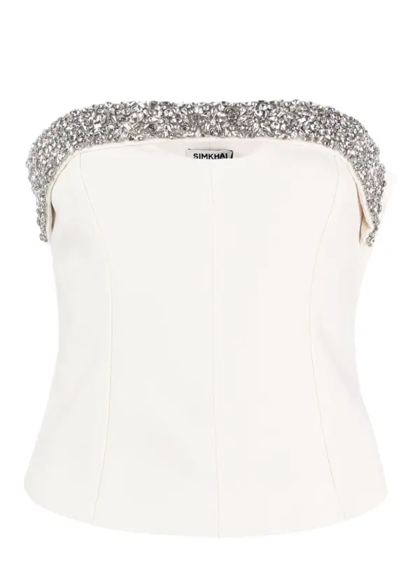 Simkhai Crystal-embellished Corset Top - White