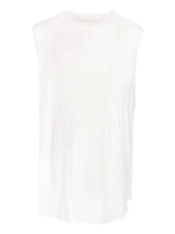 JULIUS Curved-hem Cotton Tank Top - White