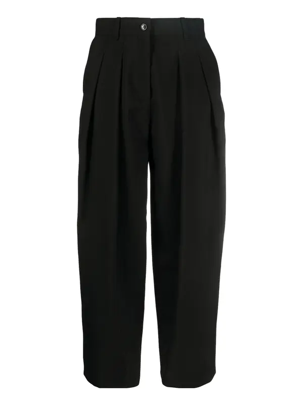Kenzo Pleat-detail Cropped Trousers - Black