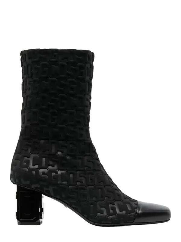 Gcds 75mm Monogram-pattern Ankle Boots - Black