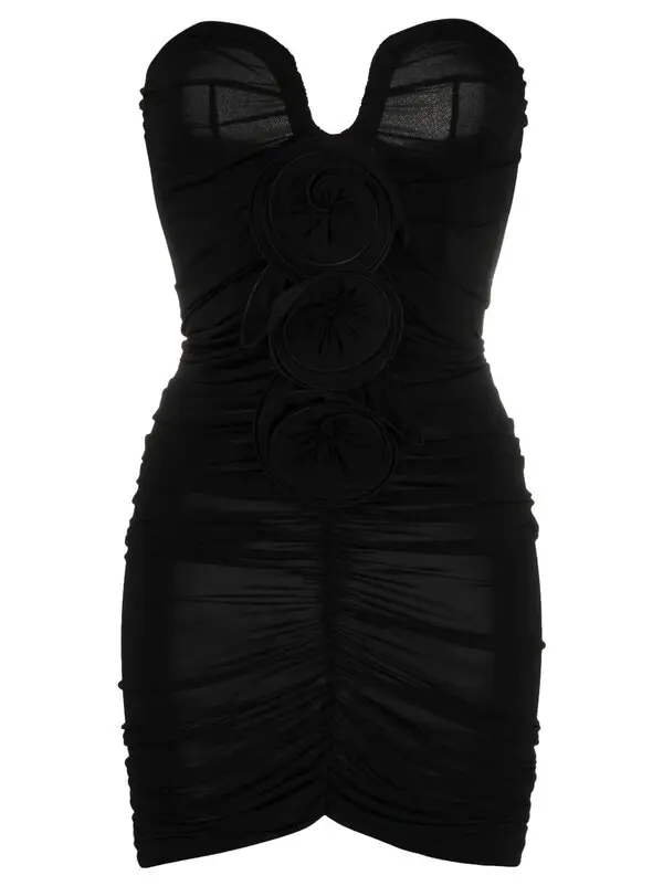 Magda Butrym Floral-appliqué Ruched Minidress - Black