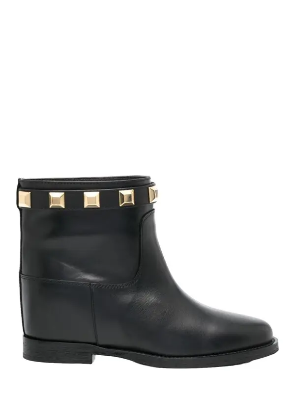 VIA ROMA 15 Santa Monica Stud-embellished Ankle Boots - Black