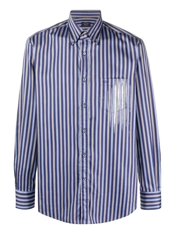 Paul & Shark Striped Organic-cotton Shirt - Blue