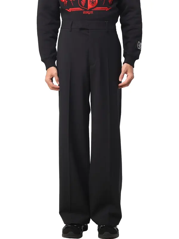 MSGM Pants In Stretch Virgin Wool - Black