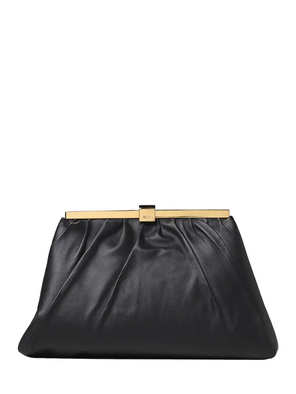N° 21 Jeanne Nappa Leather Clutch - Black
