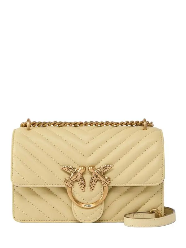 Pinko Quilted Chevron Chain Strap Shoulder Bag - Yellow