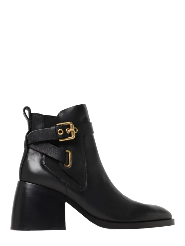 See By Chloé Averil Leather Ankle Boots With Buckle - Black 1